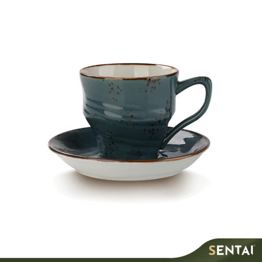 SENI VINTAGE SERIES V SHAPE COFFEE CUP W/ SAUCER - Sentai Kitchenware