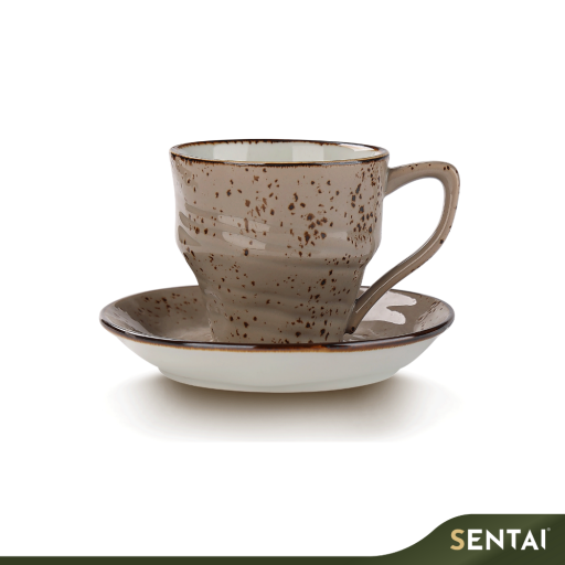 SENI VINTAGE SERIES V SHAPE COFFEE CUP W/ SAUCER - Sentai Kitchenware