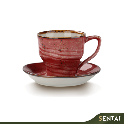 SENI VINTAGE SERIES V SHAPE COFFEE CUP W/ SAUCER - Sentai Kitchenware