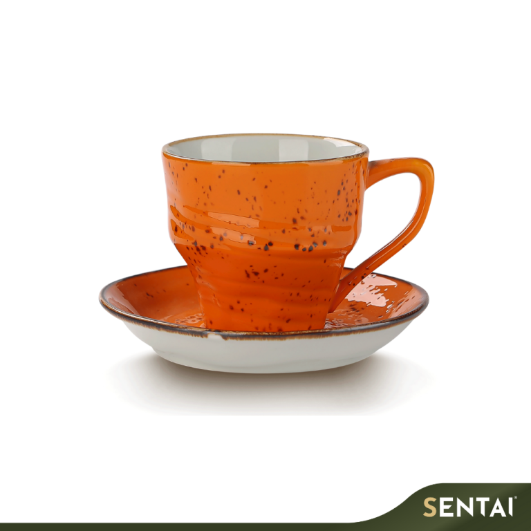 SENI VINTAGE SERIES V SHAPE COFFEE CUP W/ SAUCER - Sentai Kitchenware